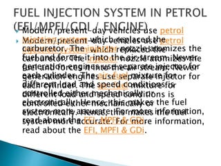 Fuel feed system in petrol engine ppt | PPTX