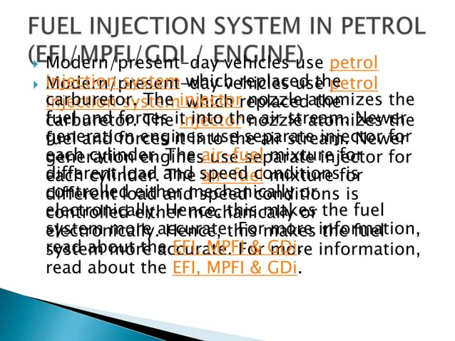 Fuel feed system in petrol engine ppt | PPTX | Automotive Industry ...