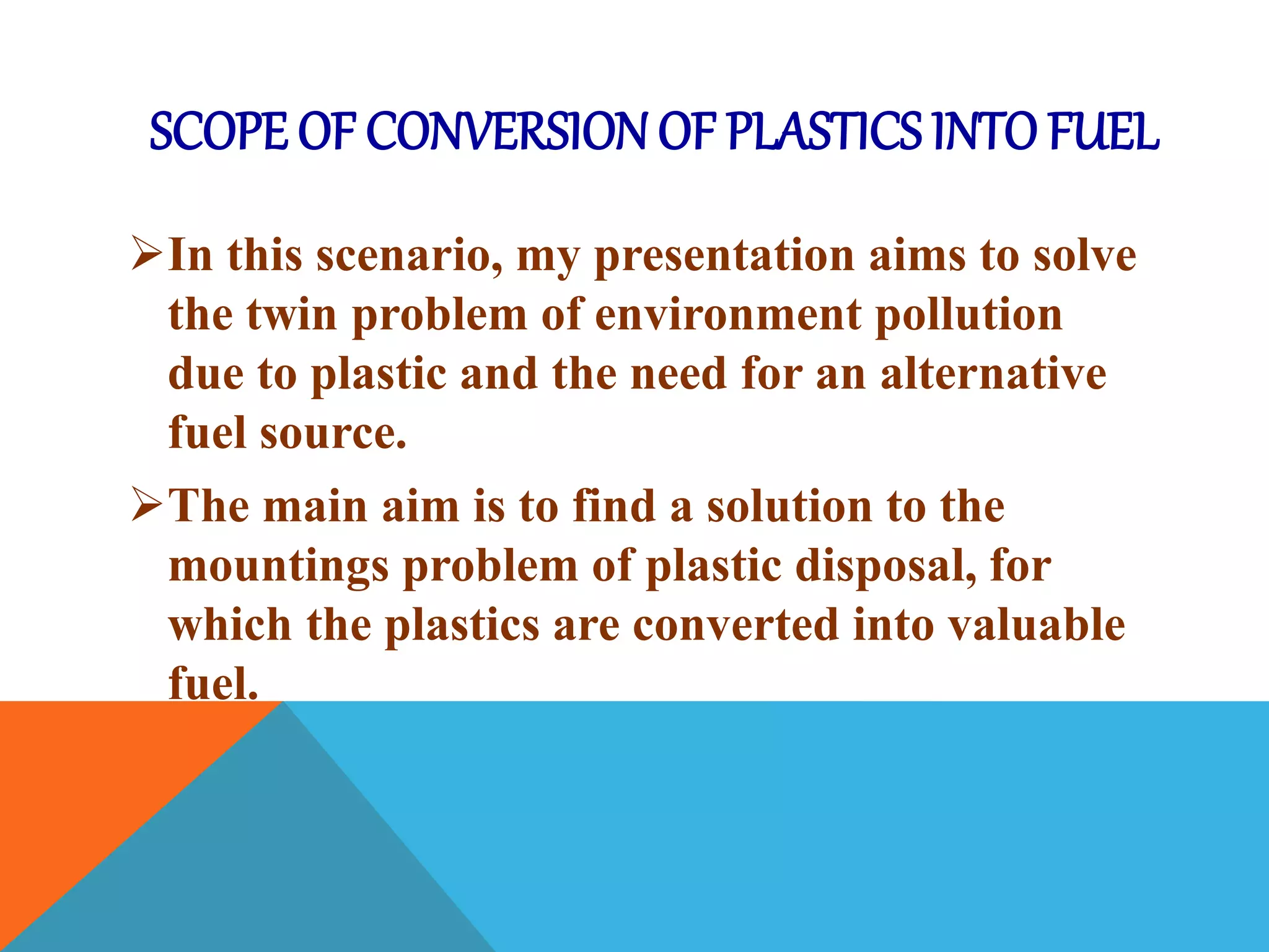 Fuel from plastic waste | PPTX