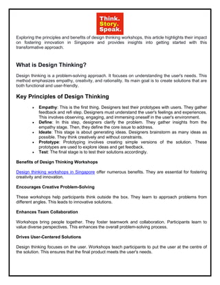 Fueling Creativity- Design Thinking Workshops for Innovation in ...