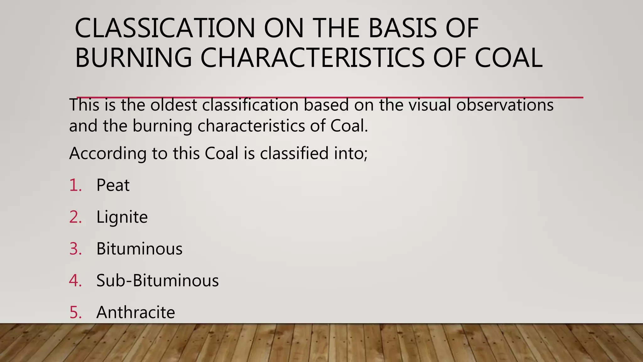 Coal Classification,composition & basis | PPTX