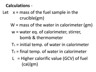 Calorific value measurement in engineering ppt | PPTX
