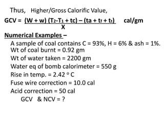 Calorific value measurement in engineering ppt | PPTX