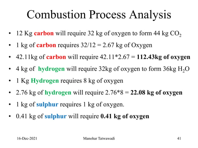Fuels and Combustion Equations | PPT