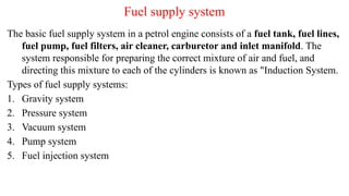 Fuel supply system in IC engine in automobile engineering | PPTX