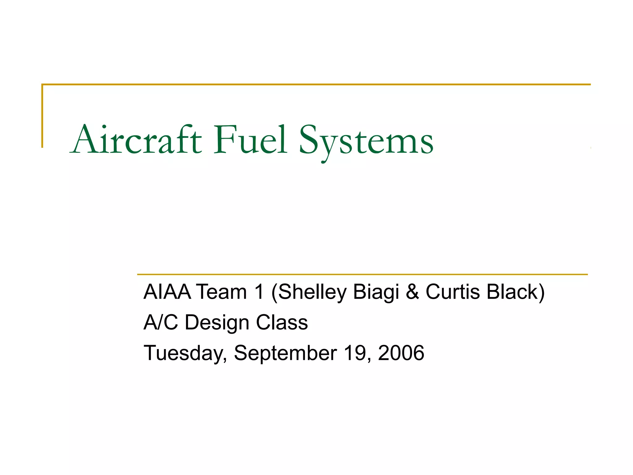 Aircraft Fuel systems | PPT