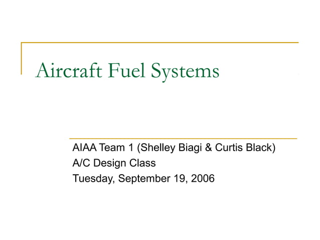 Aircraft Fuel systems | PPT