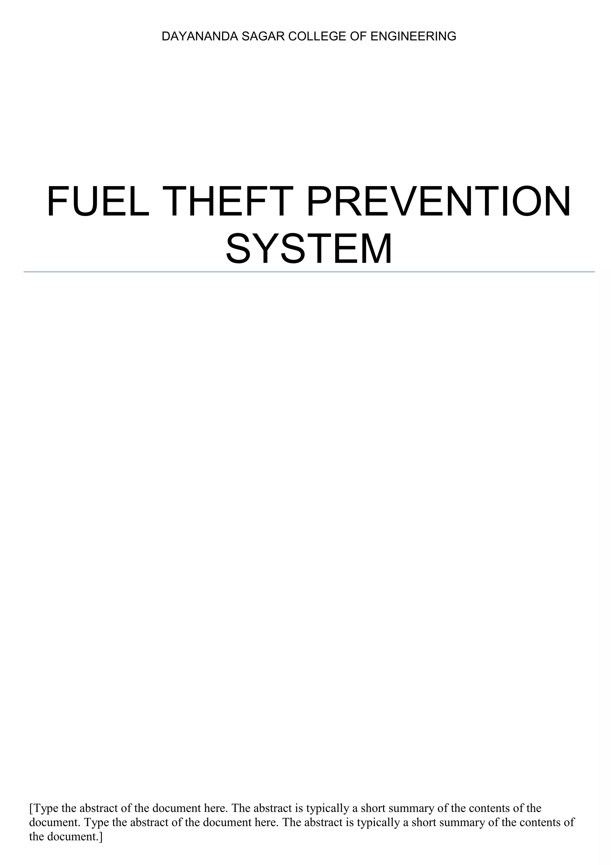 Fuel theft prevention system | PDF
