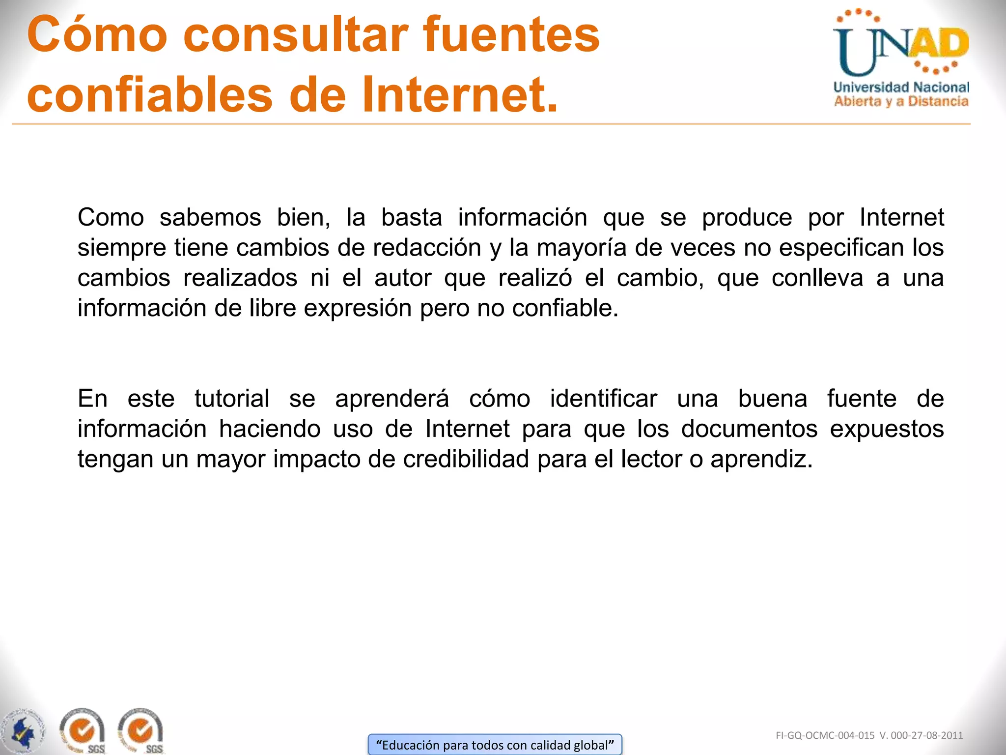 Fuentes Confiables De Internet | PPTX