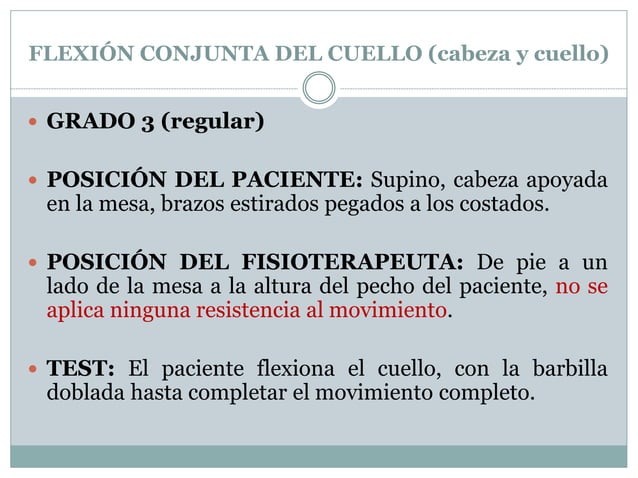 PRUEBAS MUSCULARES PARA LA FLEXIÓN DE CUELLO | PPTX