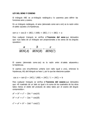 fuerza, movimiento, leyes de newton, ley del seno y coseno | PDF