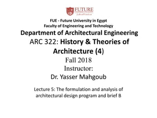 Fue theory 4 2018 lecture 5 - the formulation and analysis of ...