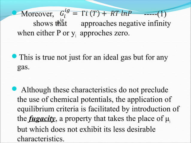 Fugacity & fugacity coefficient | PPT | Chemistry | Science