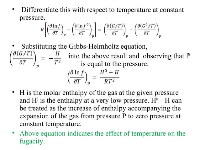 Fugacity & fugacity coefficient | PPT | Chemistry | Science