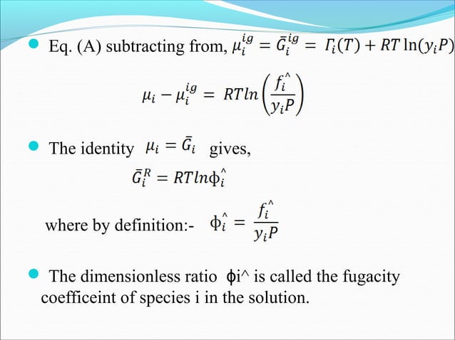 Fugacity & fugacity coefficient | PPT | Chemistry | Science