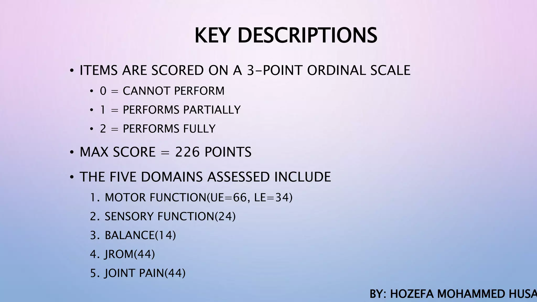 FMA-UE - FUGL-MEYER ASSESSMENT: UPPER EXTREMITY | PPTX