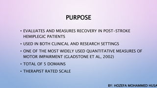 FMA-UE - FUGL-MEYER ASSESSMENT: UPPER EXTREMITY | PPTX
