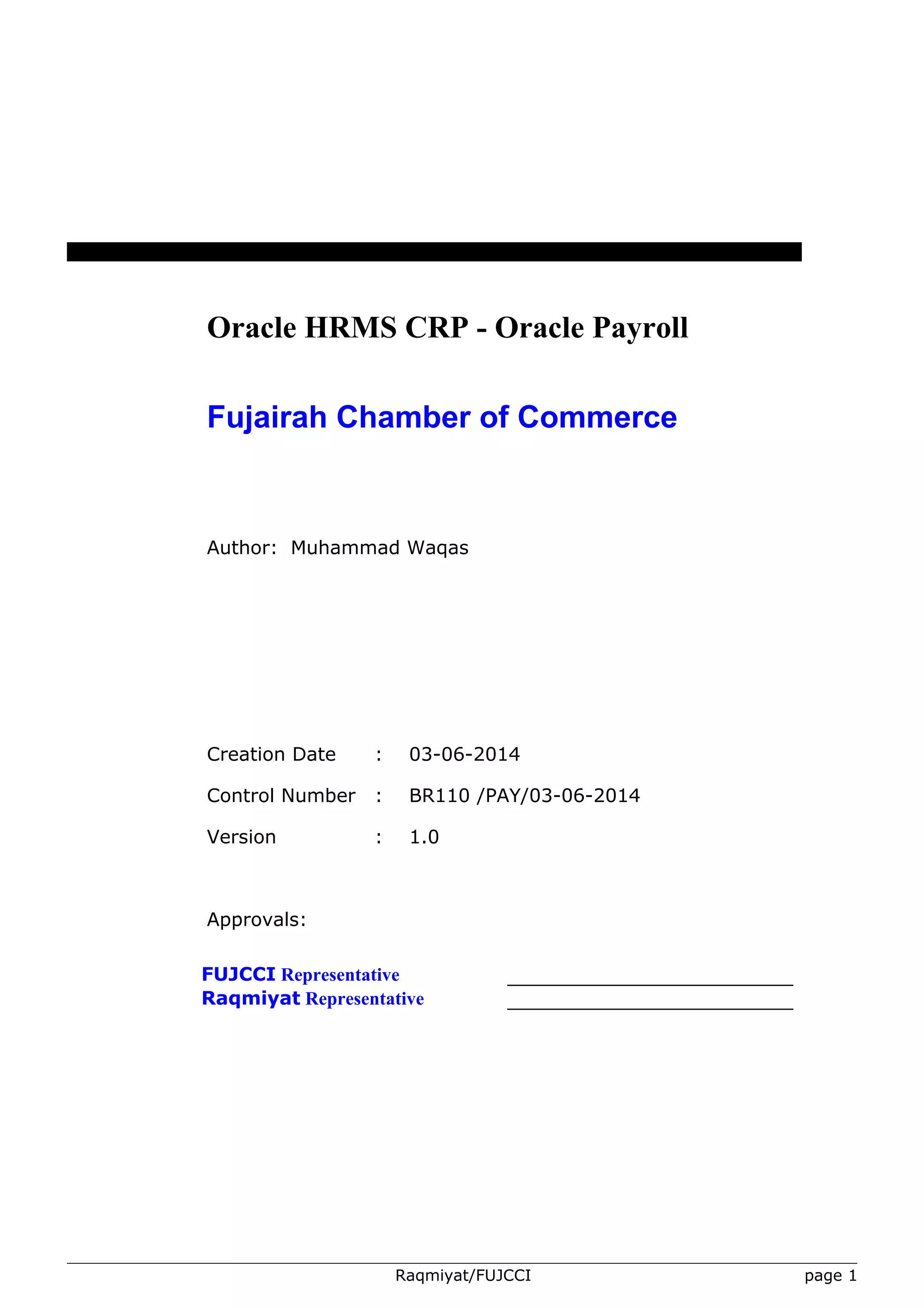 Fujcci crp oracle payroll | DOC | Human Resources | Business