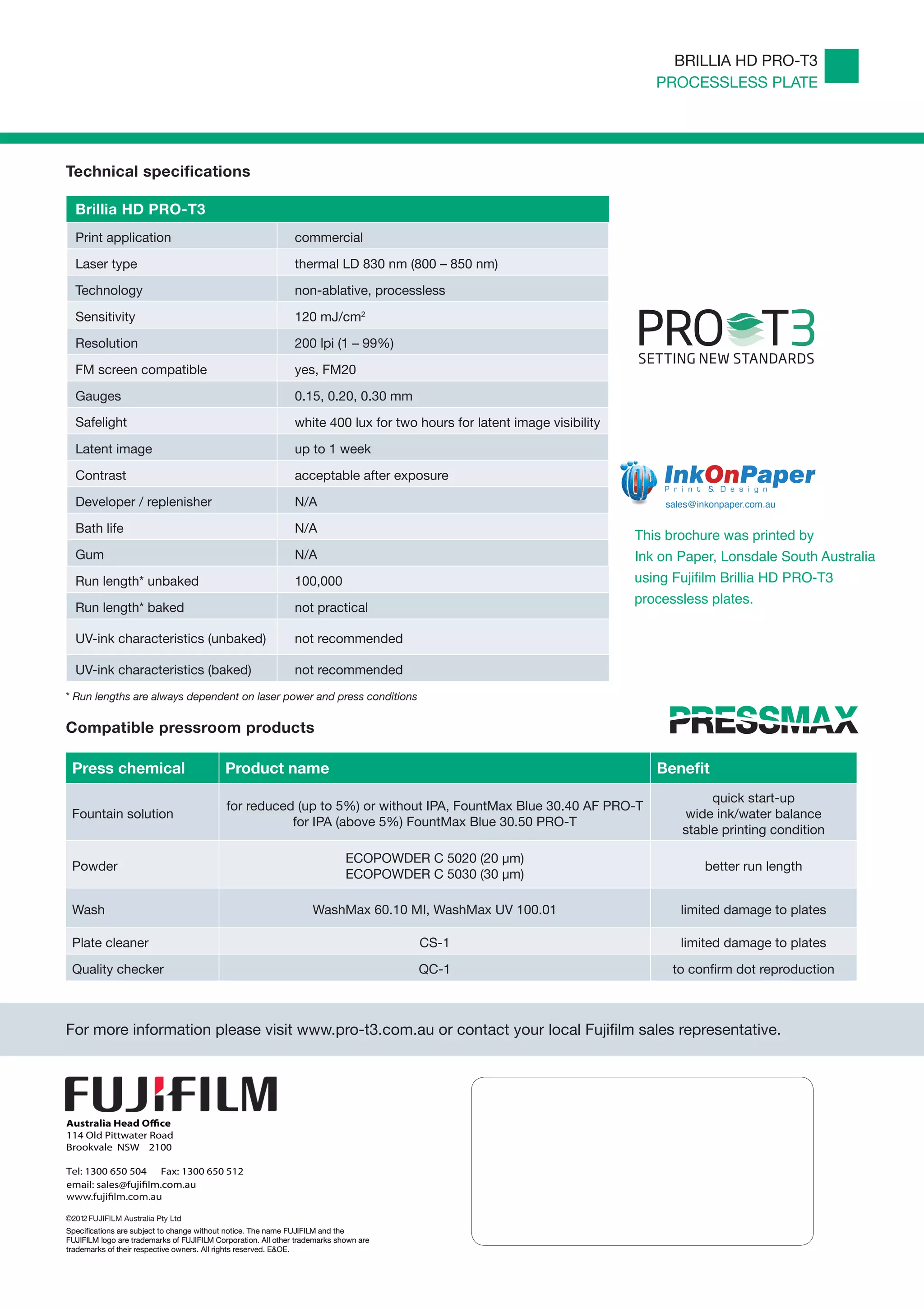 Fujifilm Brillia Pro T3 brochure | PDF