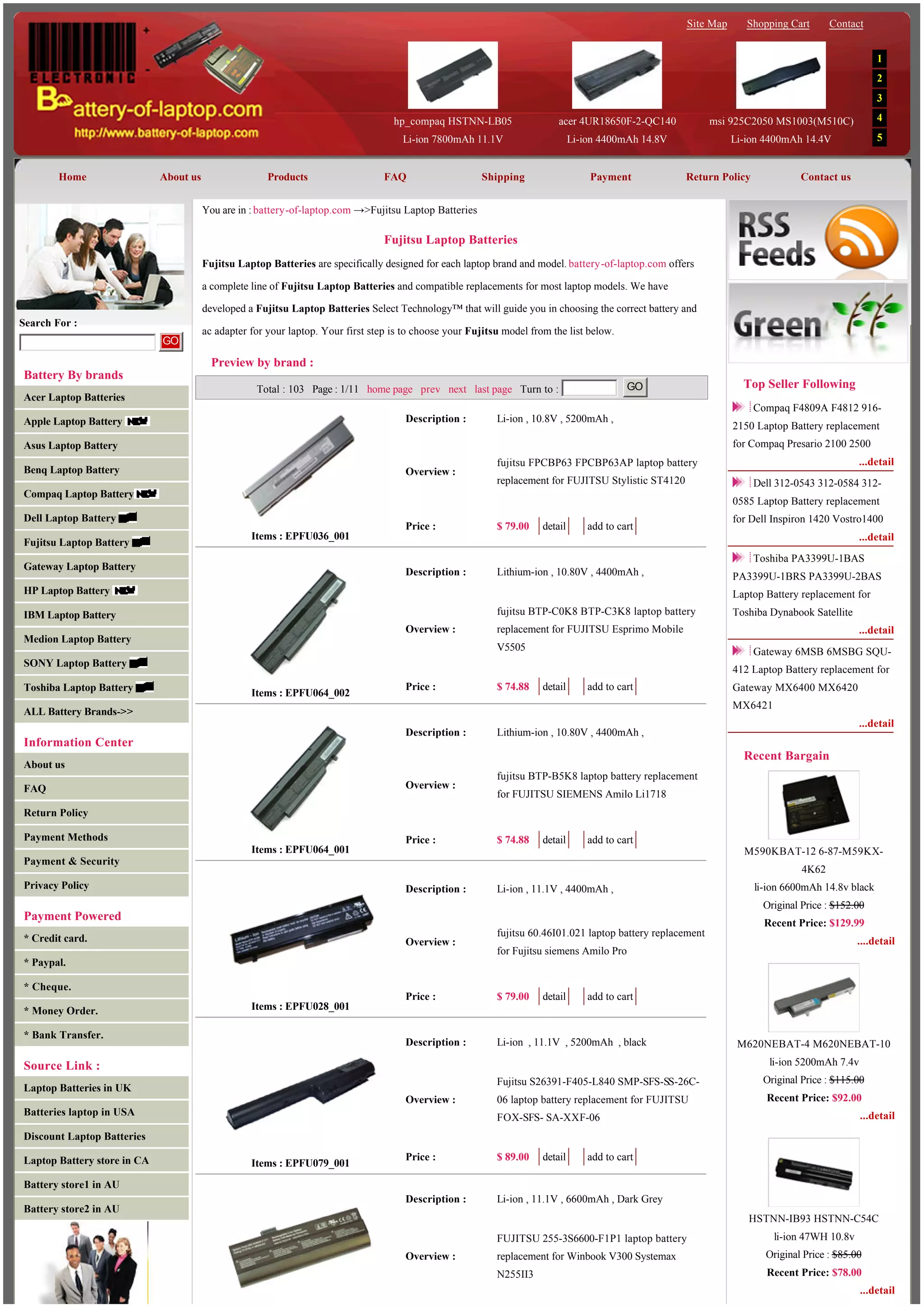 Fujitsu Laptop Batteries | PDF