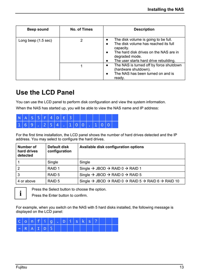 Fujitsu storage celvin_nas_manual | PDF