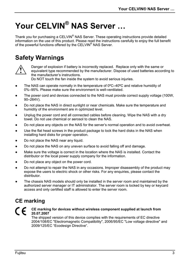 Fujitsu storage celvin_nas_manual | PDF