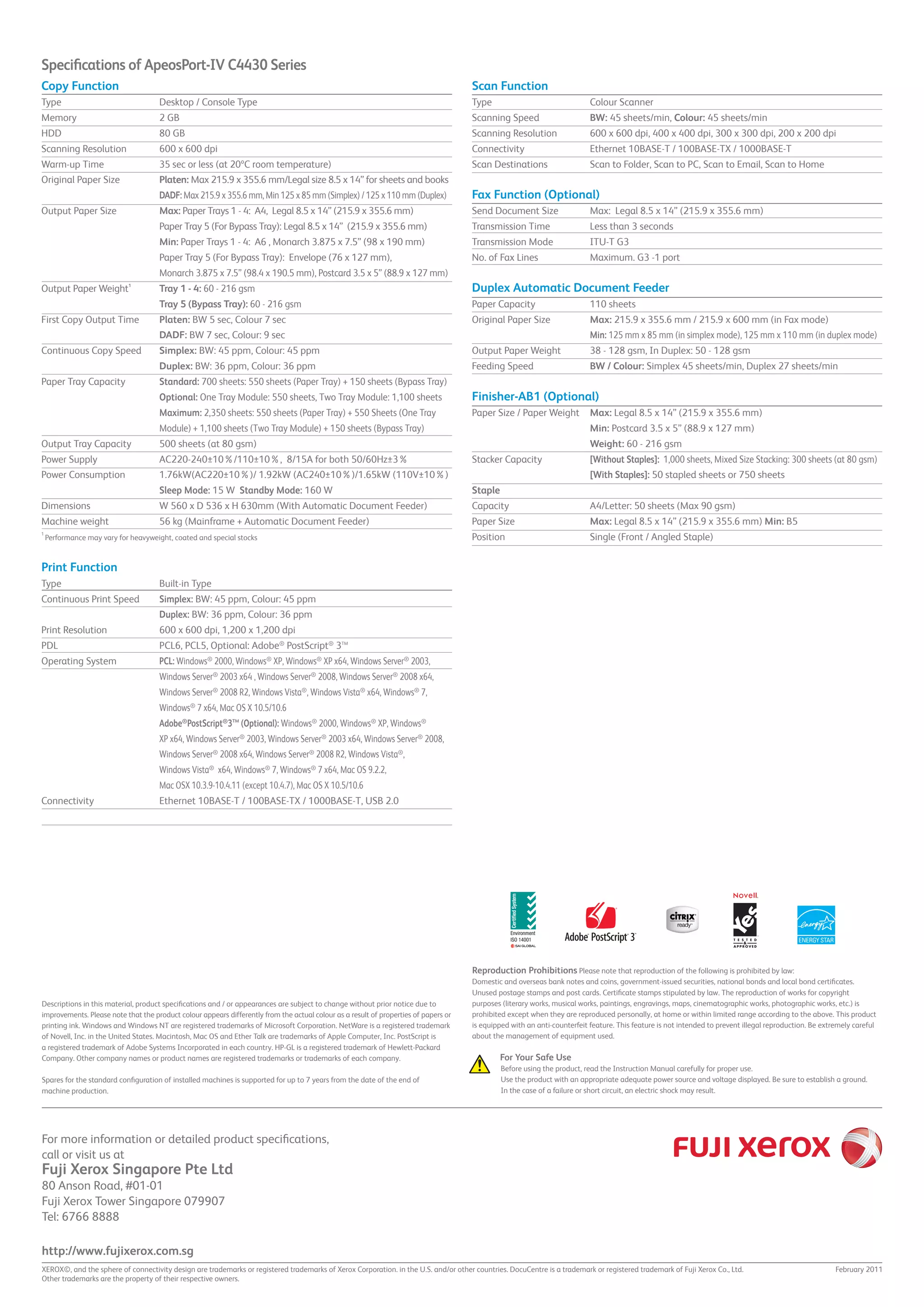 Fuji xerox apeosport c4430 | PDF