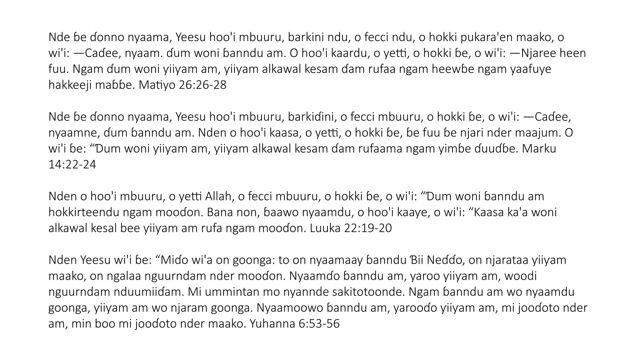 Fulani - The Precious Blood of Jesus Christ - Ƴiiƴam Iisaa-al-Masiihu ...