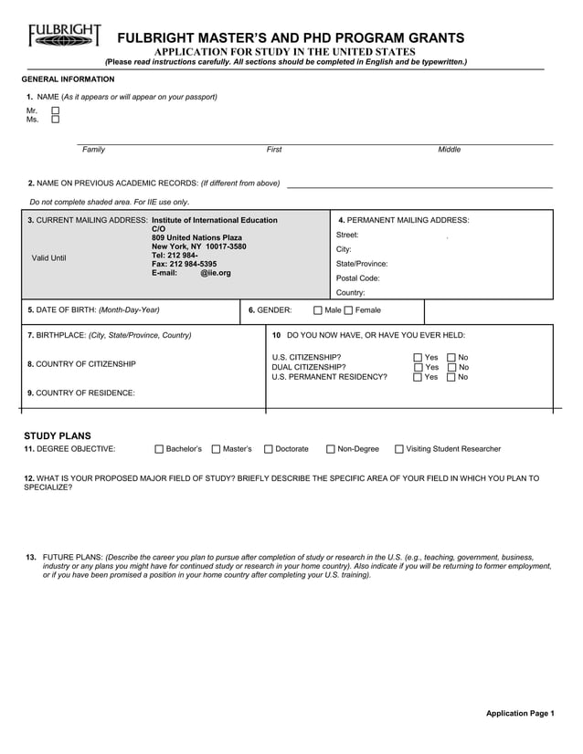 Fulbright application 2014 | PDF