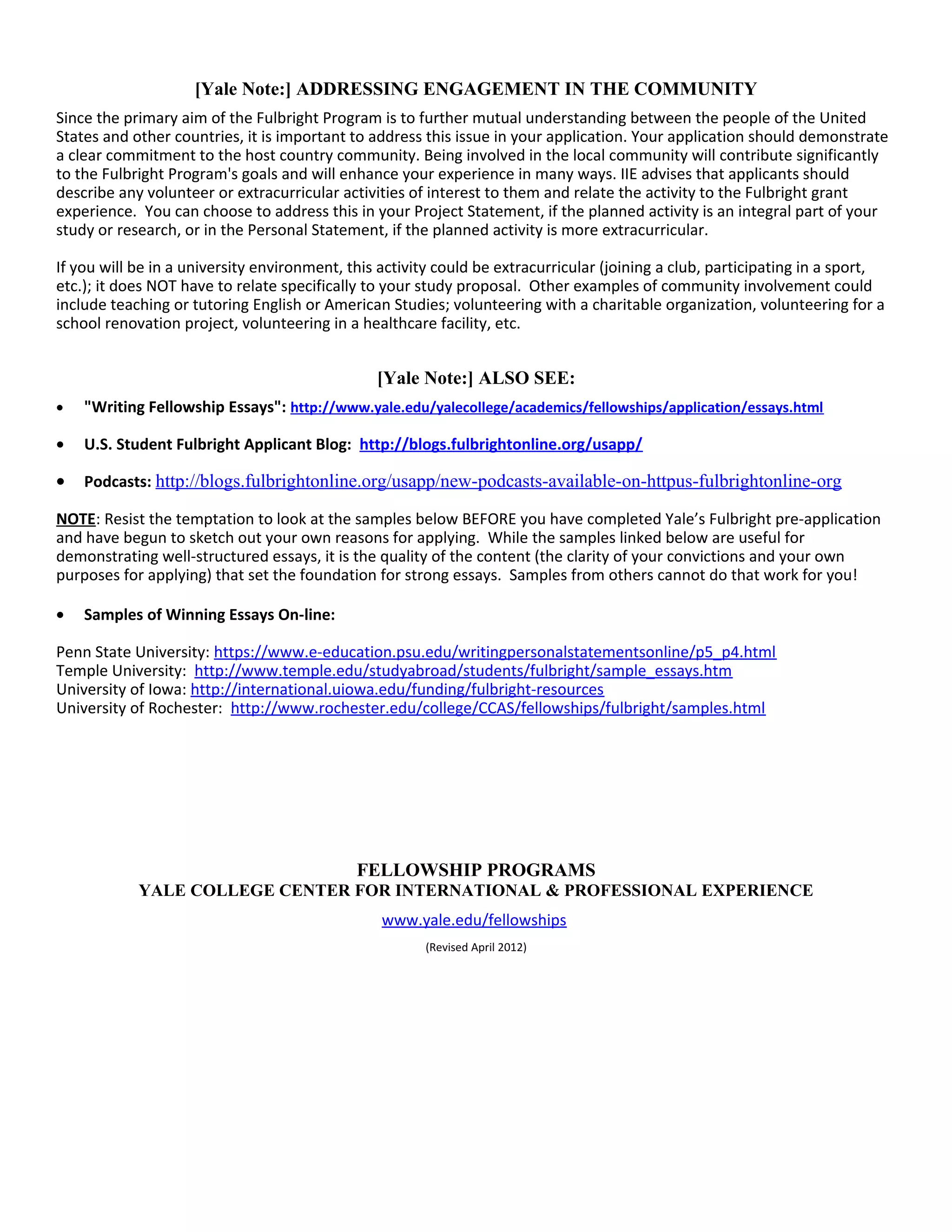 Fulbright essays | DOC