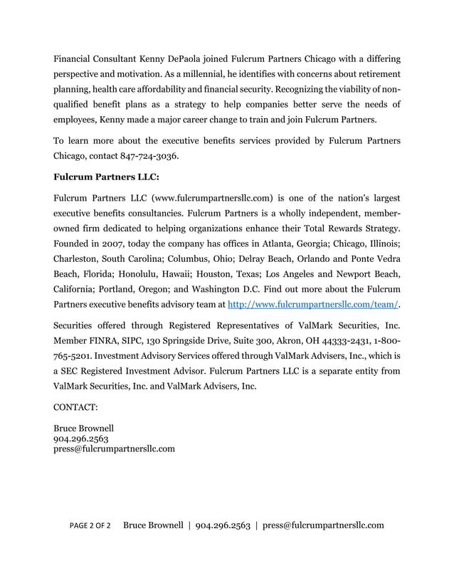 Fulcrum Partners Honors its Executive Benefits Advisory Team in Chicago ...