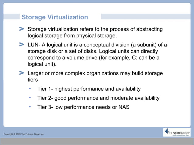 Fulcrum Group Storage And Storage Virtualization Presentation | PPT