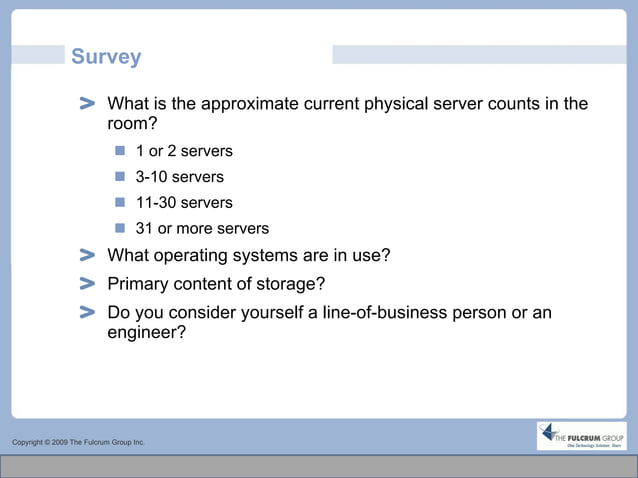 Fulcrum Group Storage And Storage Virtualization Presentation | PPT
