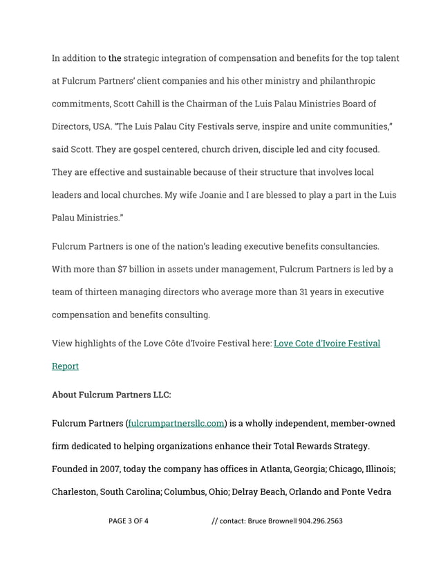 Fulcrum Partners Sponsors Luis Palau Festival in Côte d’Ivoire | PDF ...