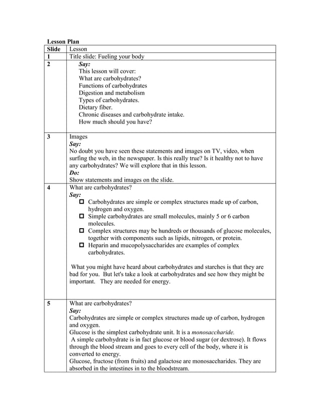 Fueling your body lesson plan unit 5 | PDF
