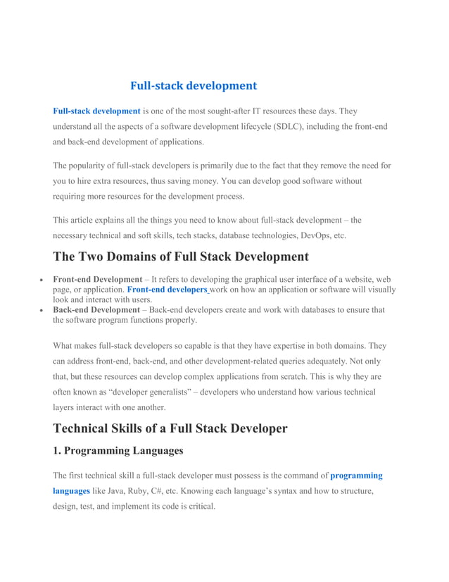 Full Stack Development | PDF