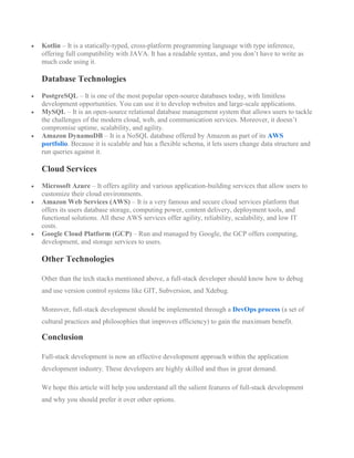 Full Stack Development | PDF