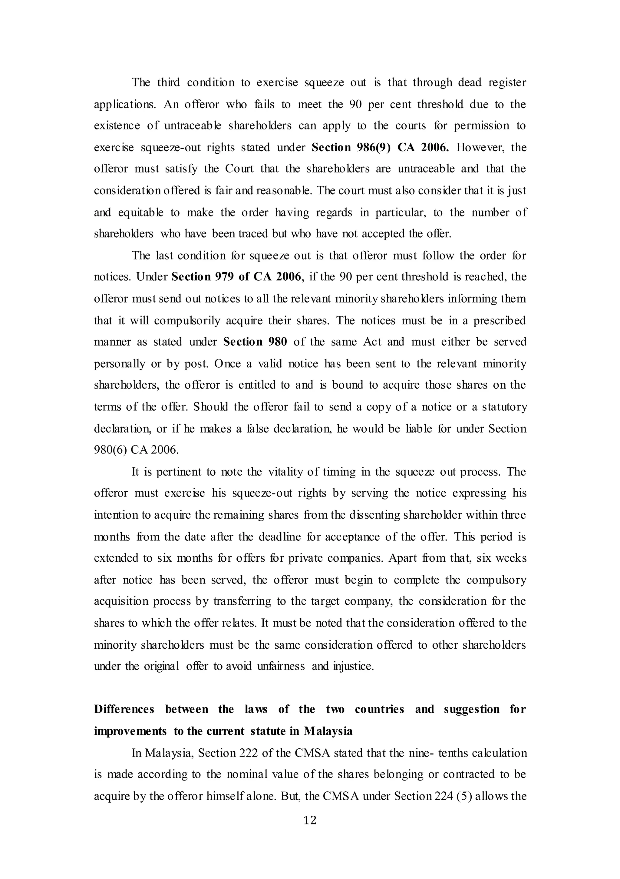 ANALYSIS OF COMPULSORY ACQUISITION OF SHARES LEGAL ISSUES IN MALAYSIA ...