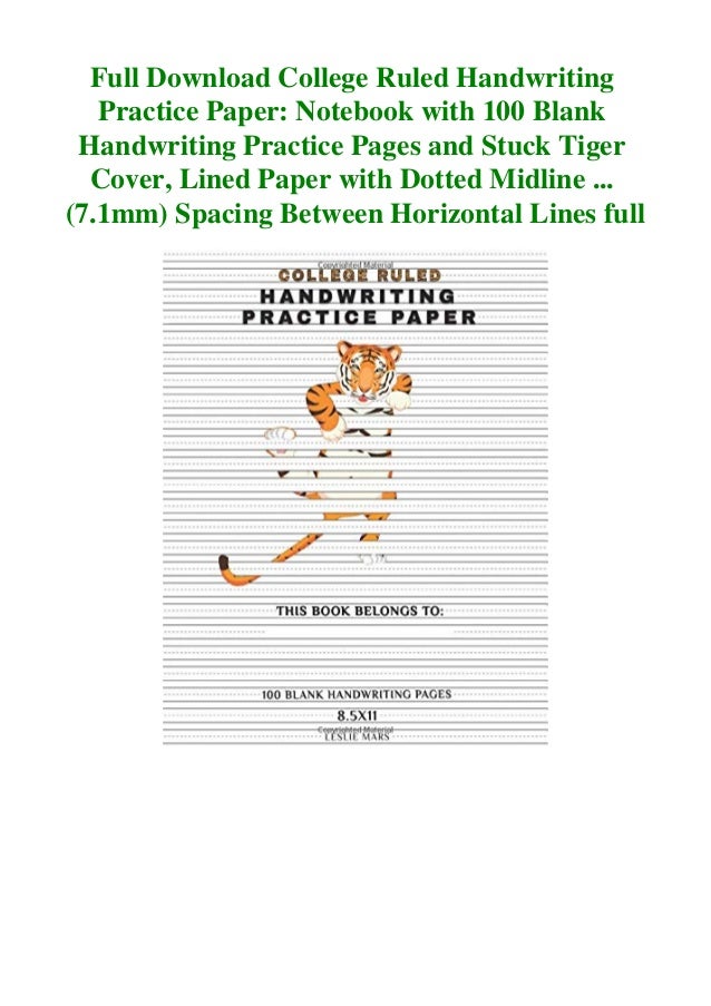 Full Download College Ruled Handwriting Practice Paper Notebook with ...