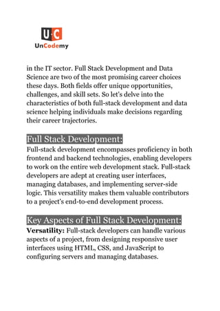 Full-Stack Development or Data Science, Which is the more advantageous ...
