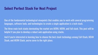 Full-Stack vs MEAN Stack vs MERN Stack | PPTX