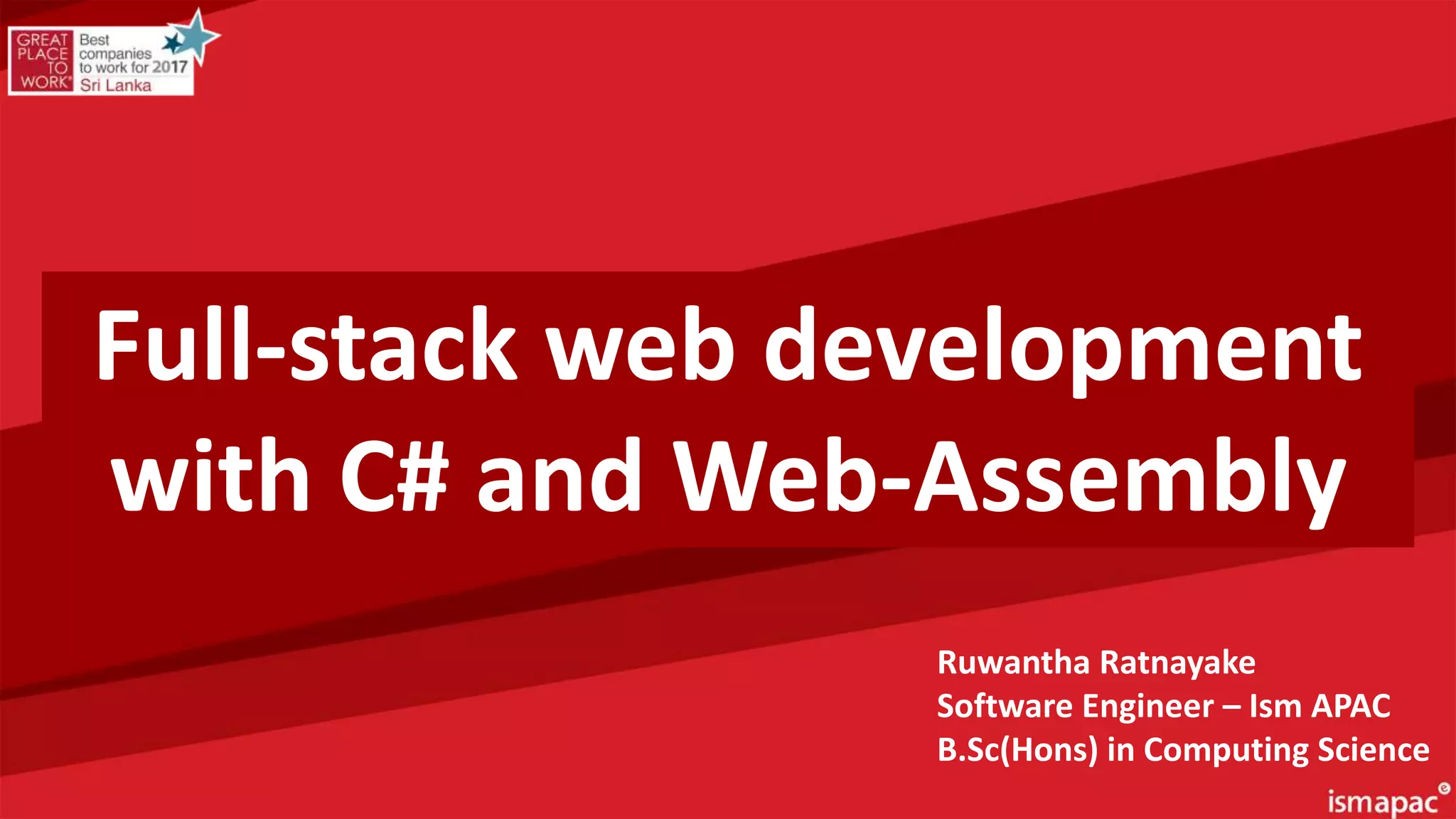 Full stack web development with c# and web assembly - Blazor.Net