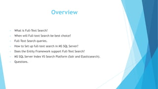 MS SQL Server Full-Text Search | PPT