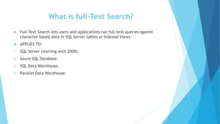 MS SQL Server Full-Text Search | PPT