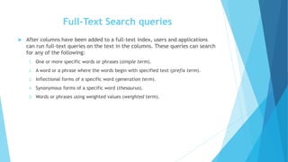 MS SQL Server Full-Text Search | PPT