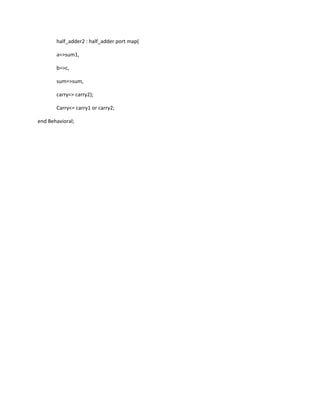 Full adder using structural modeling | DOC