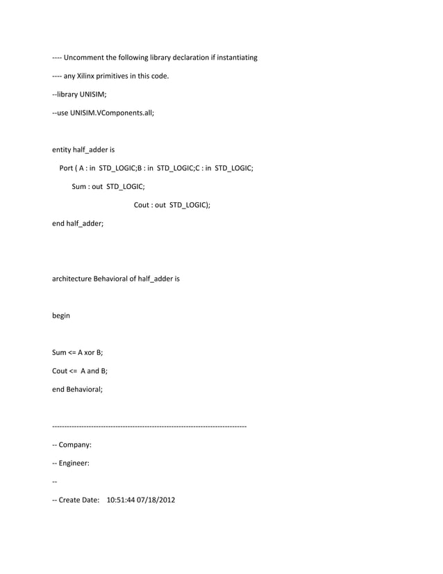 Full adder using structural modeling