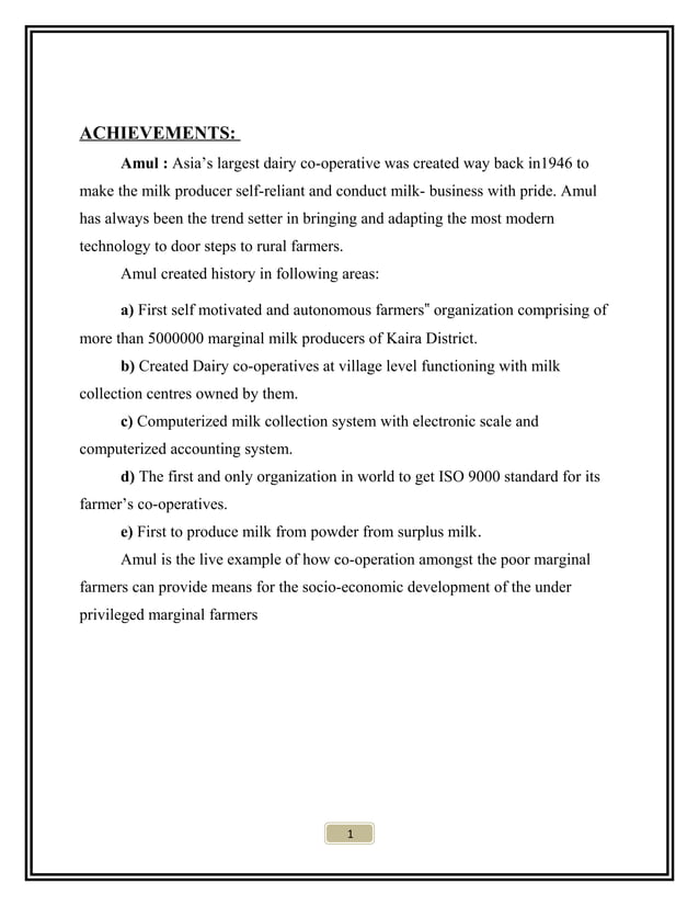 Project Report on Amul | DOC