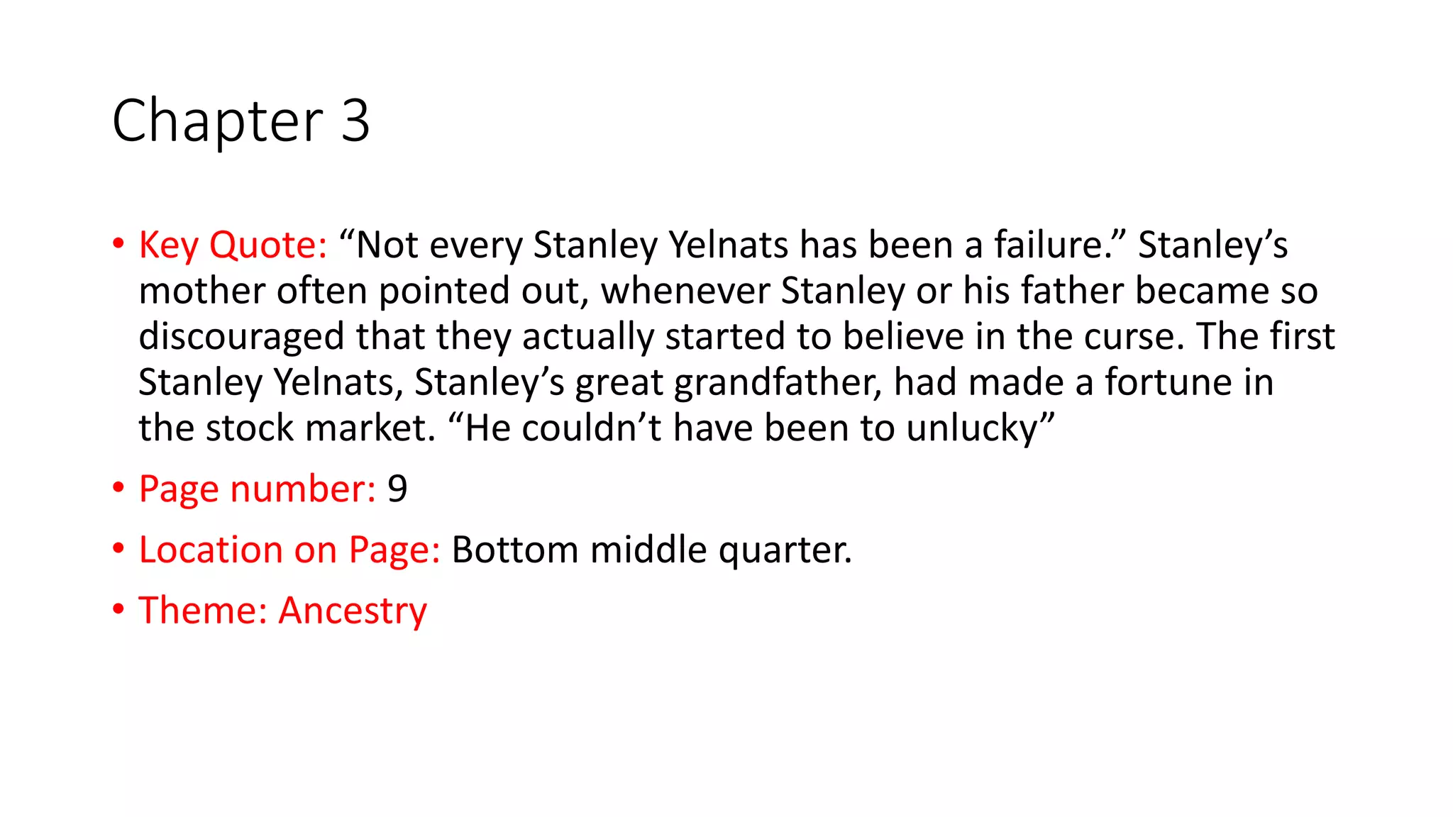 Holes Key Quotes - All Chapters | PPTX