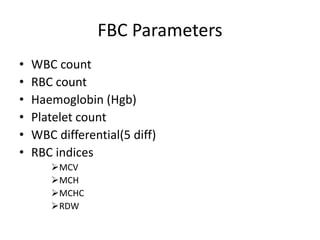Full Blood Count (FBC) - Thyolo Hospital, Malawi | PPTX